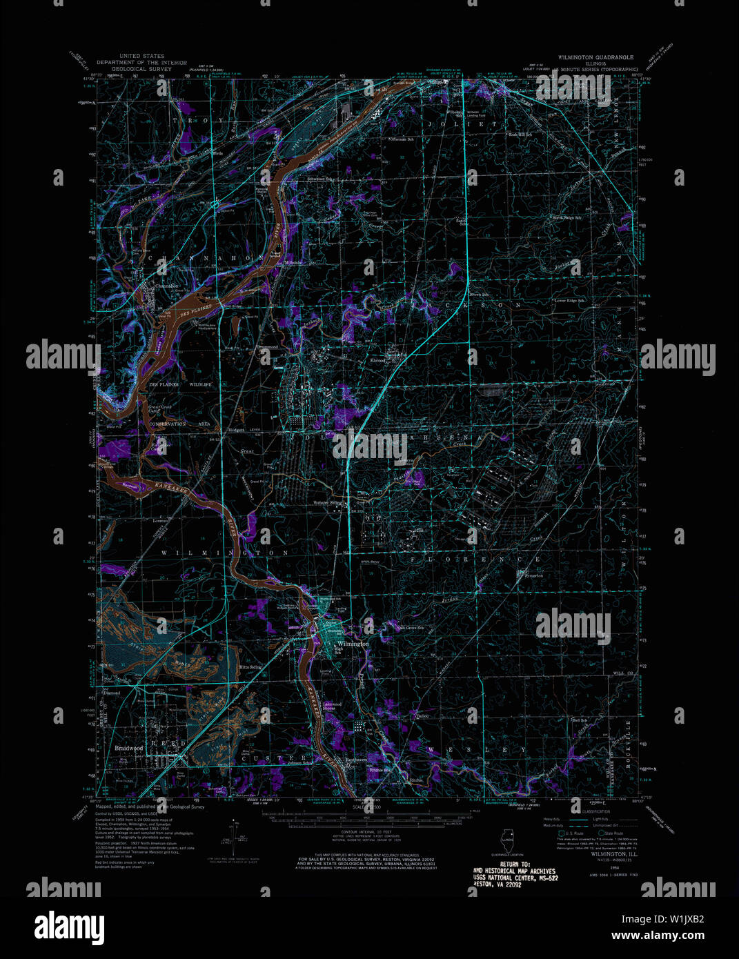 Map of wilmington illinois hi-res stock photography and images - Alamy