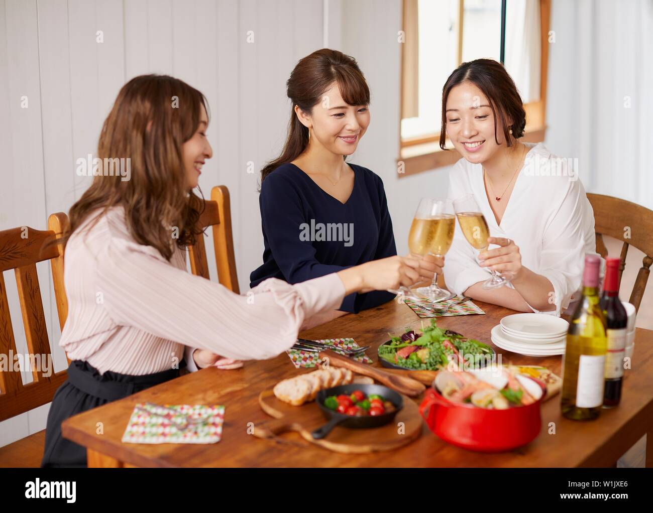 Japanese women having home party Stock Photo - Alamy