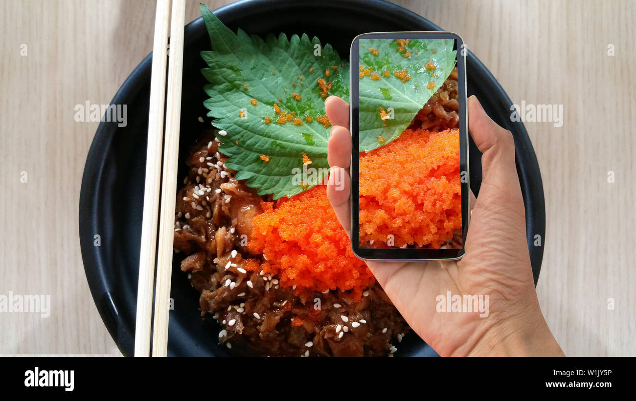 traditional pork with vegetable, salmon don Stock Photo - Alamy