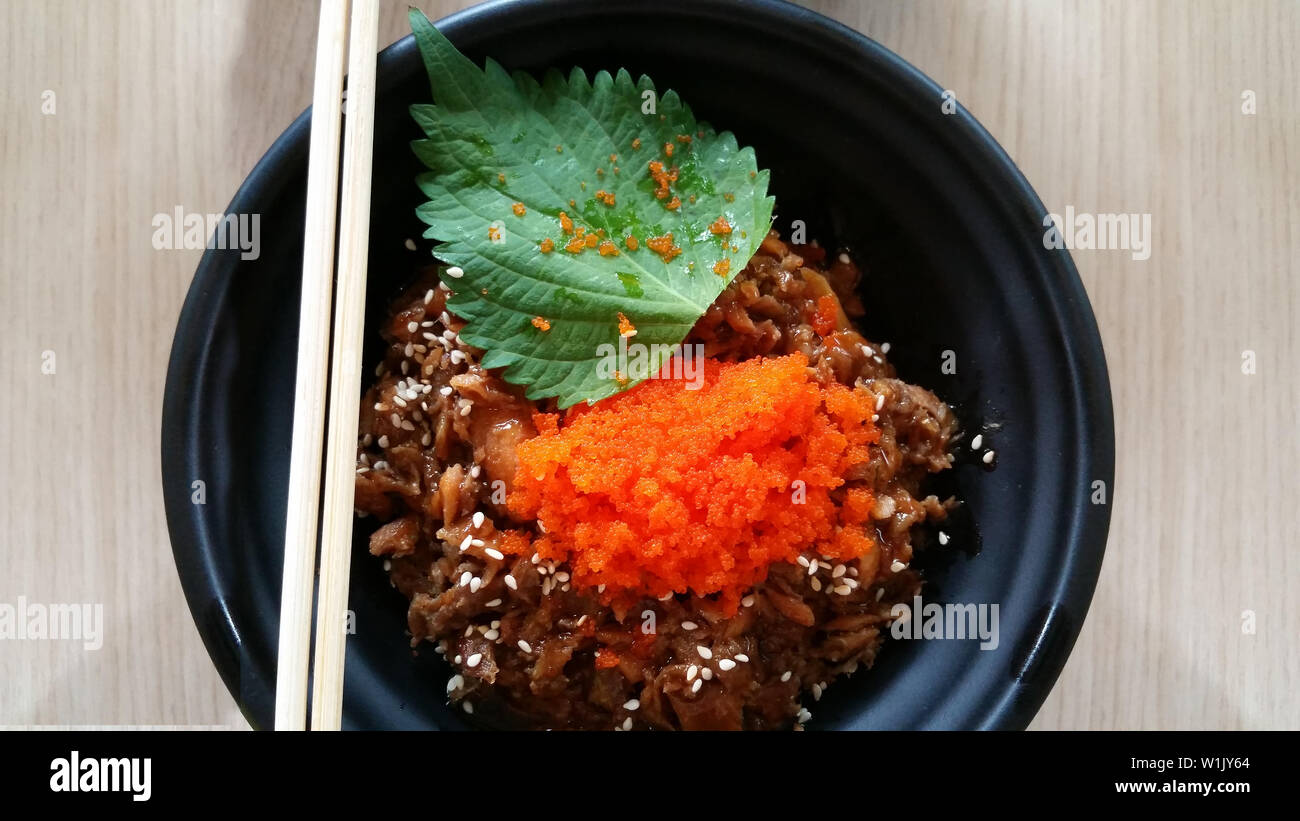 traditional pork with vegetable, salmon don Stock Photo - Alamy