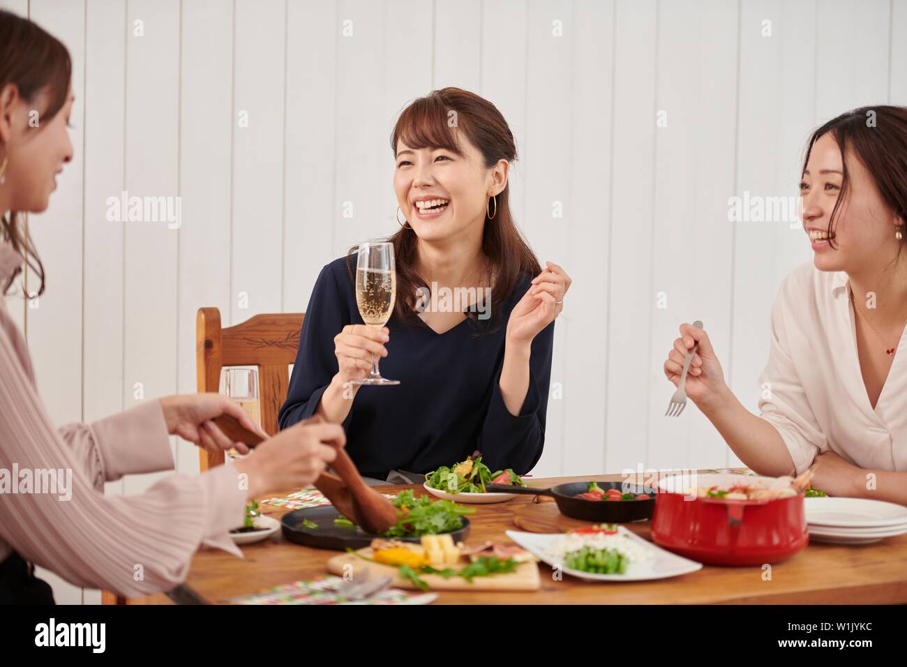 Japanese women having home party Stock Photo - Alamy