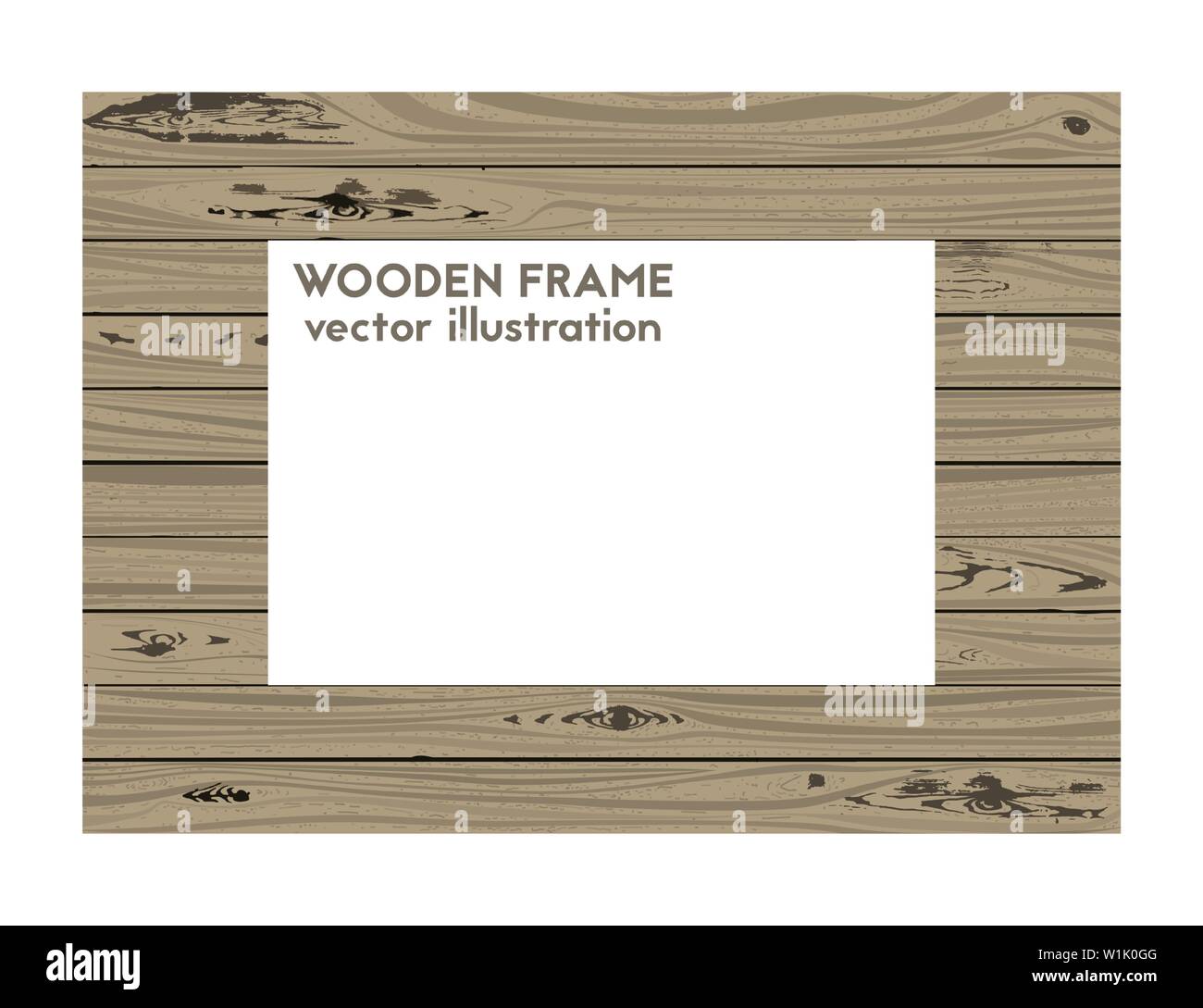 Rectangular frame made of wood. Vector illustration. Wooden texture ...