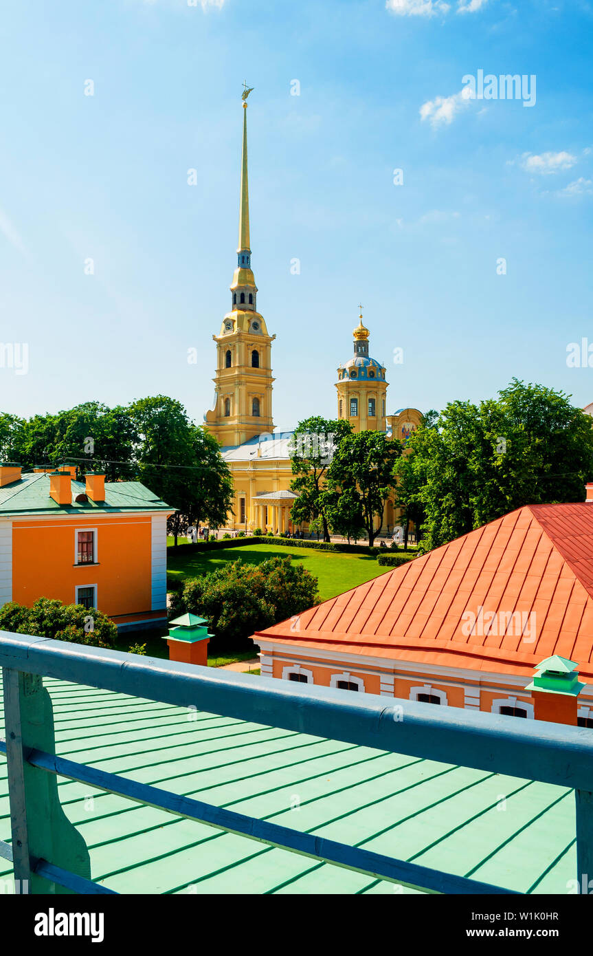 Peter and Paul cathedral with belfry - view from height. Peter and Paul ...
