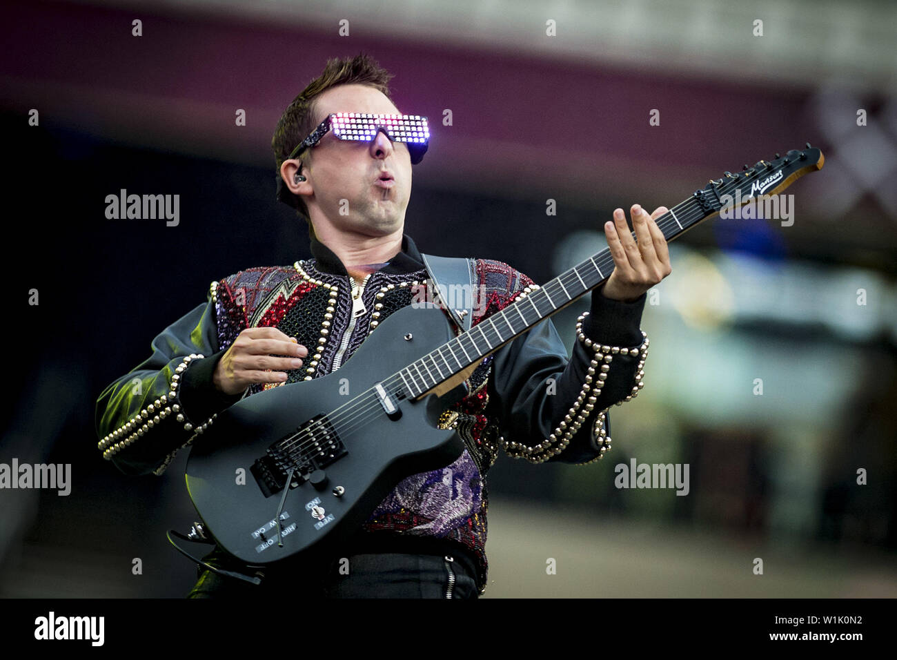 LONDON, ENGLAND: Muse perform on the opening night of their Simulation ...