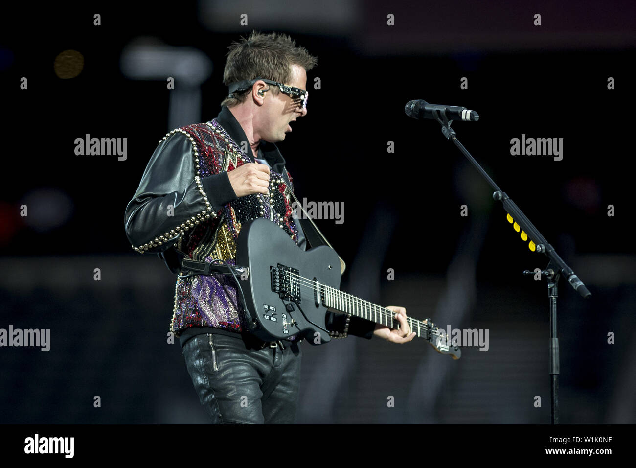 LONDON, ENGLAND: Muse perform on the opening night of their Simulation ...