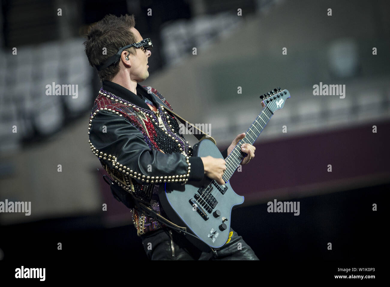 LONDON, ENGLAND: Muse perform on the opening night of their Simulation ...