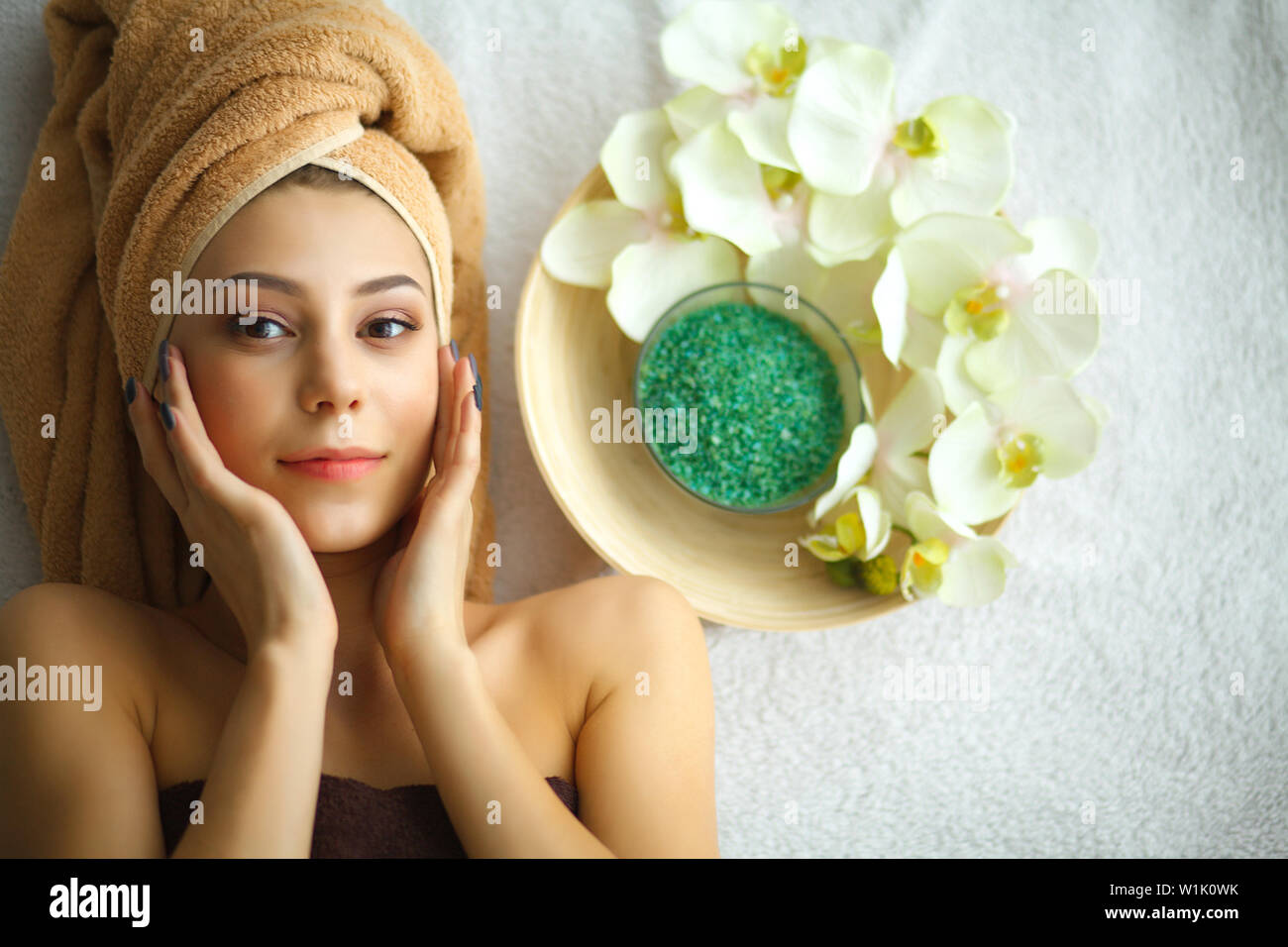 Skin And Body Care. Close-up Of A Young Woman Getting Spa Treatment At Beauty Salon. Spa Face ...