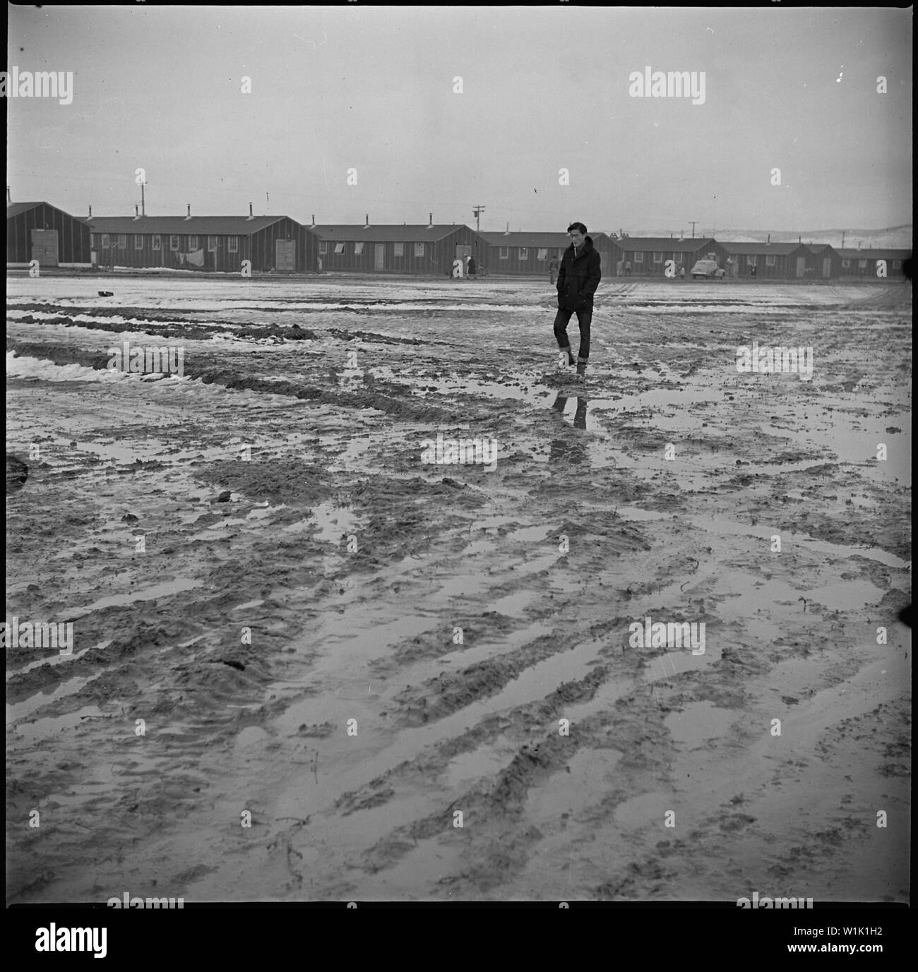 Tule Lake Relocation Center, Newell, California. Thaws turn the streets ...