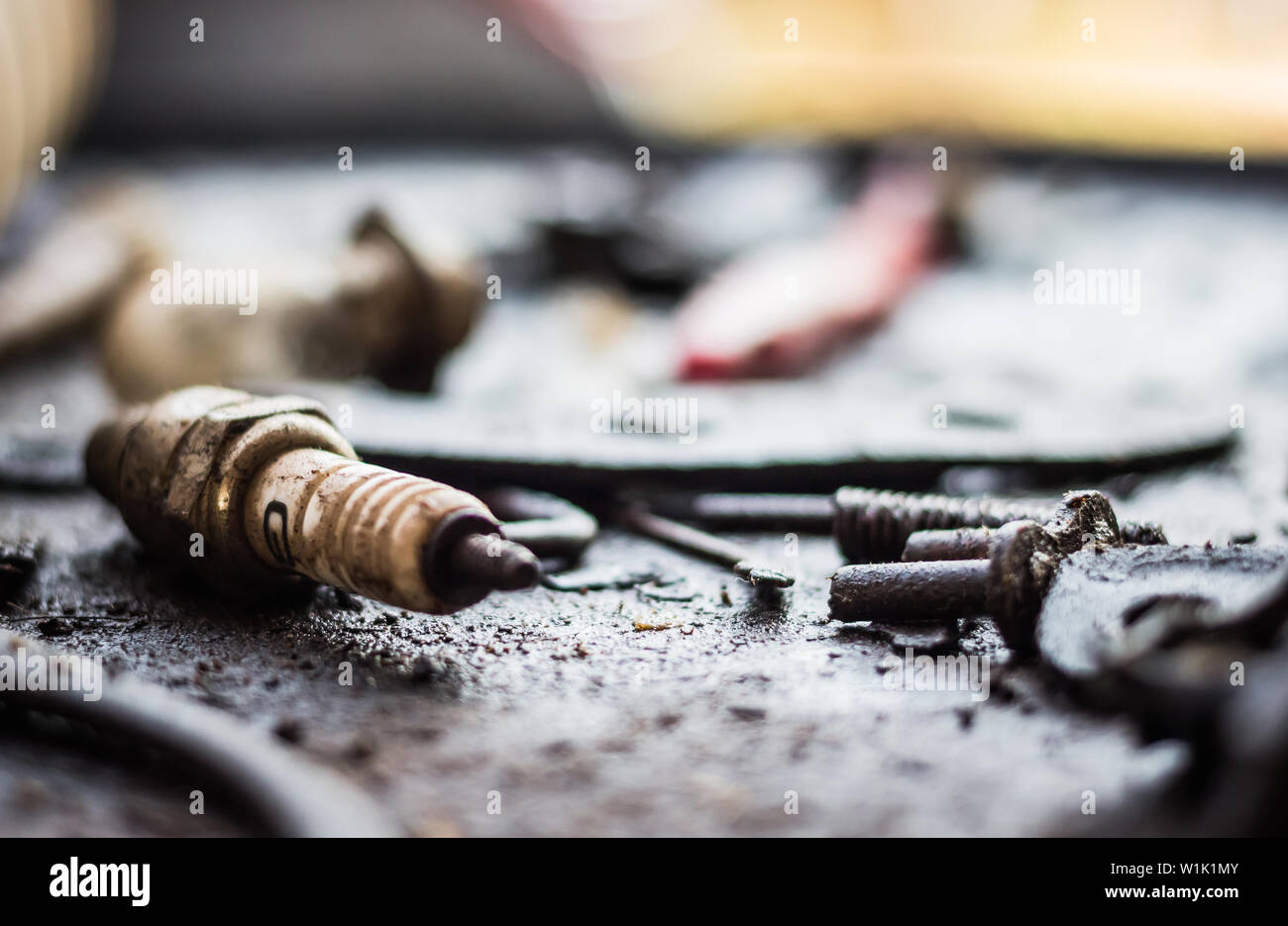 Closeup very old engine Stock Photo - Alamy