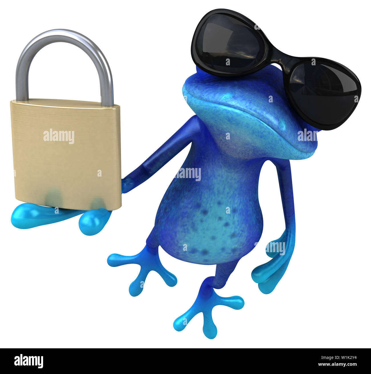 Fun blue frog - 3D Illustration Stock Photo - Alamy
