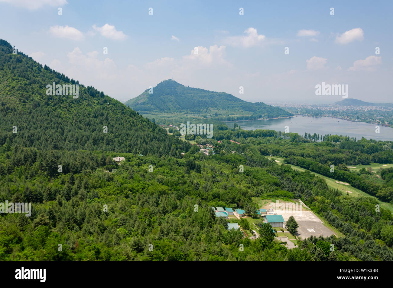 Beautiful view of the Dal Lake and surrounding lush green landscape as ...