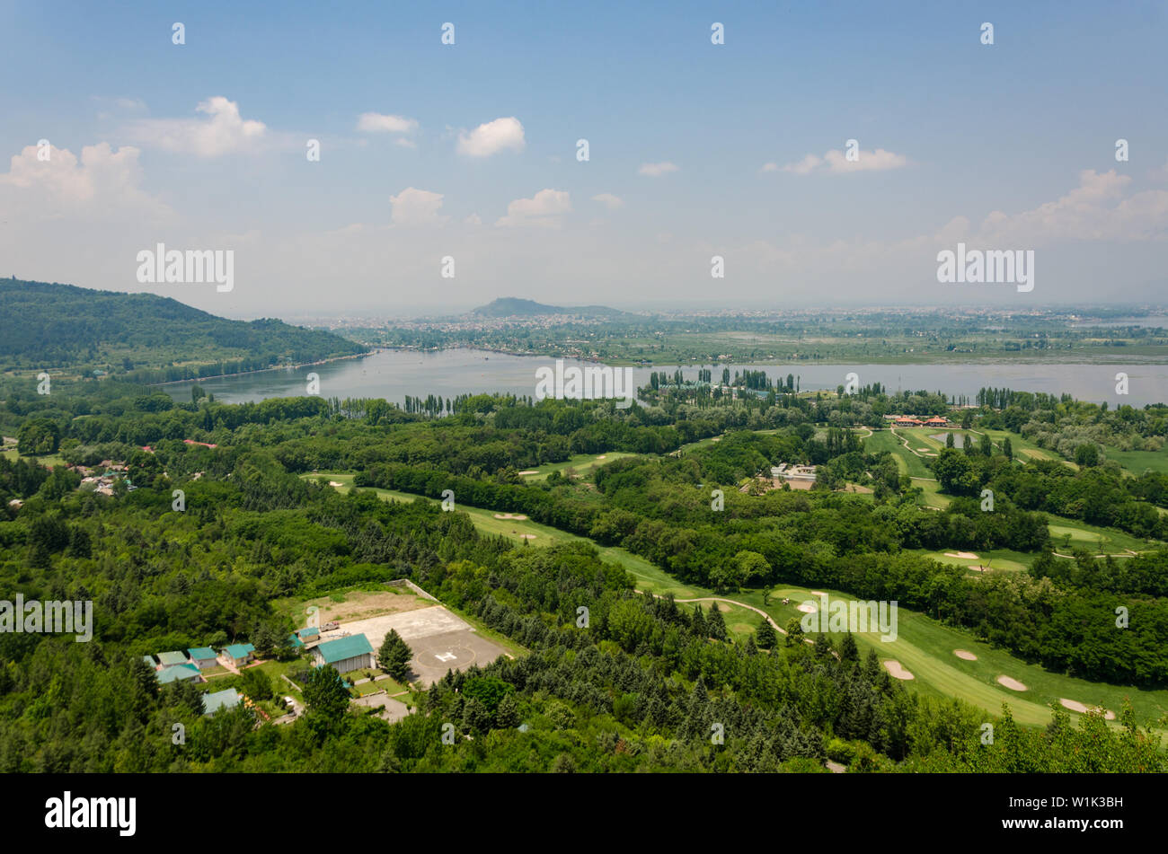 Beautiful view of the Dal Lake and surrounding lush green landscape as ...