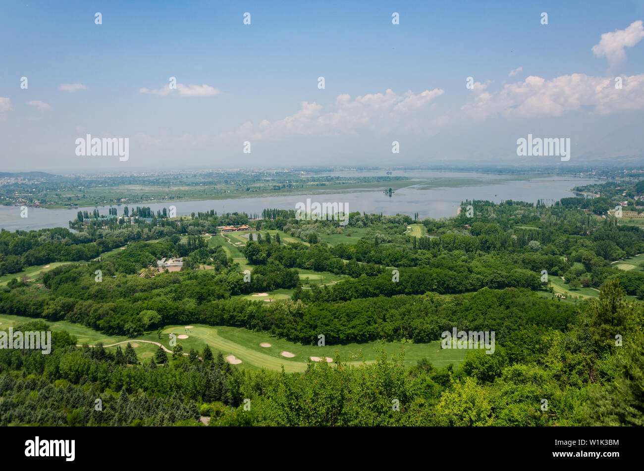 Beautiful view of the Dal Lake and surrounding lush green landscape as ...