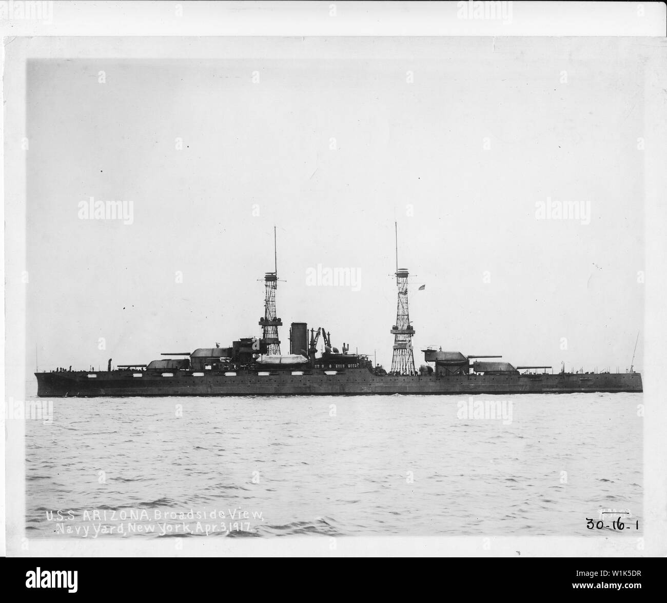 USS Arizona, Broadside View, Navy Yard, New York Apr. 3, 1917; USS ...