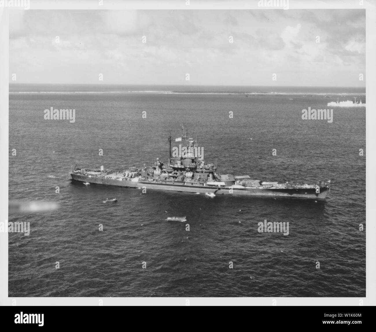USS SOUTH DAKOTA in Ulithi Atoll, USS SOLACE in background 8 Dec. 1944 ...