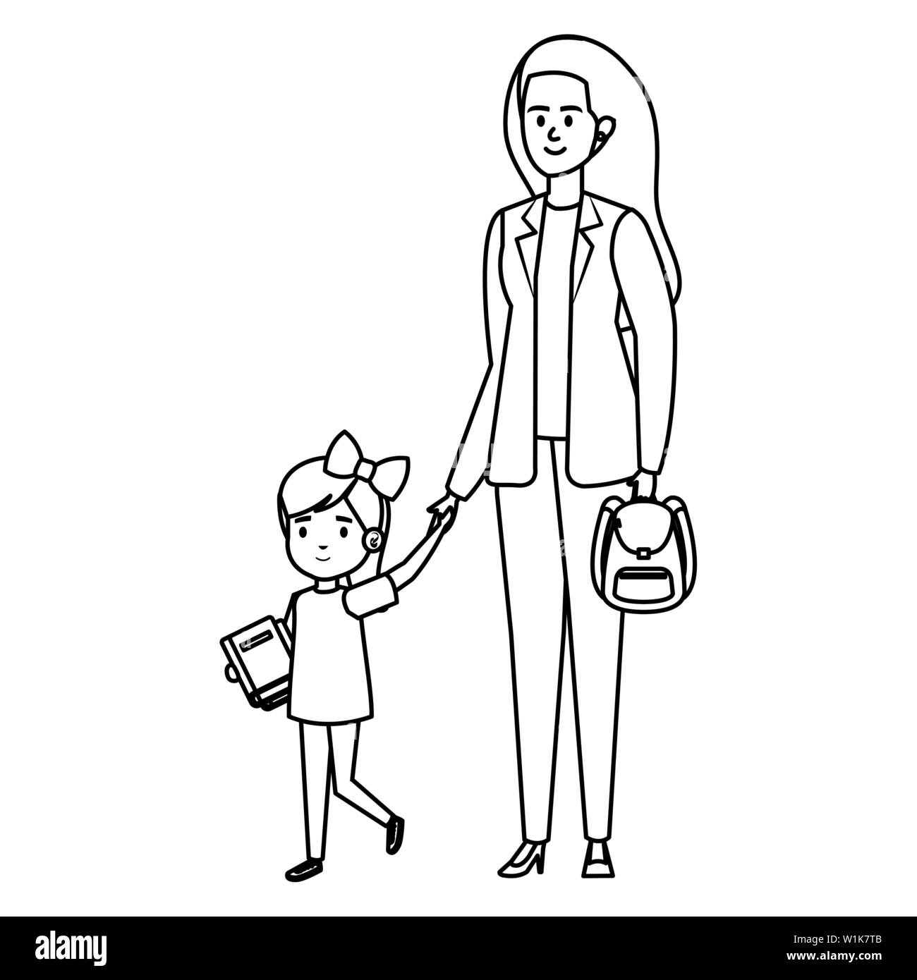 Teachers And Students Clipart Black And White