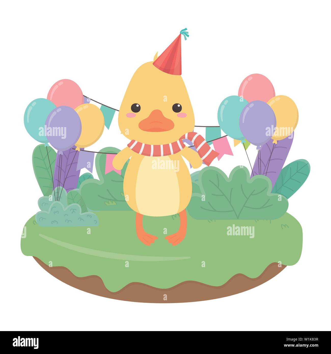 Duck cartoon design, Animal happy birthday celebration decoration and ...