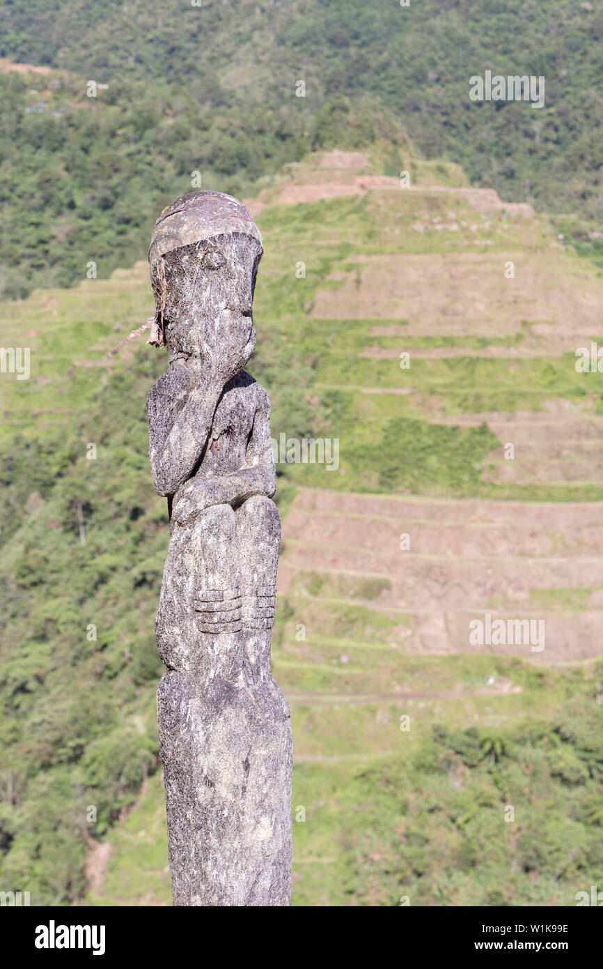 Bulol or Ifugao rice god statue, Banaue rice fields, Banaue ...