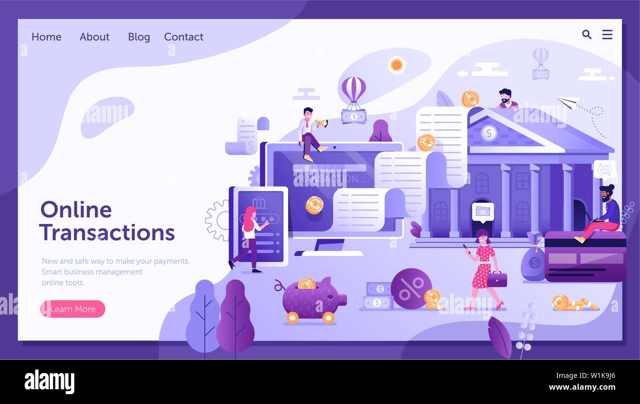 Online Transaction and Finance Landing Page Template Stock Vector Image ...