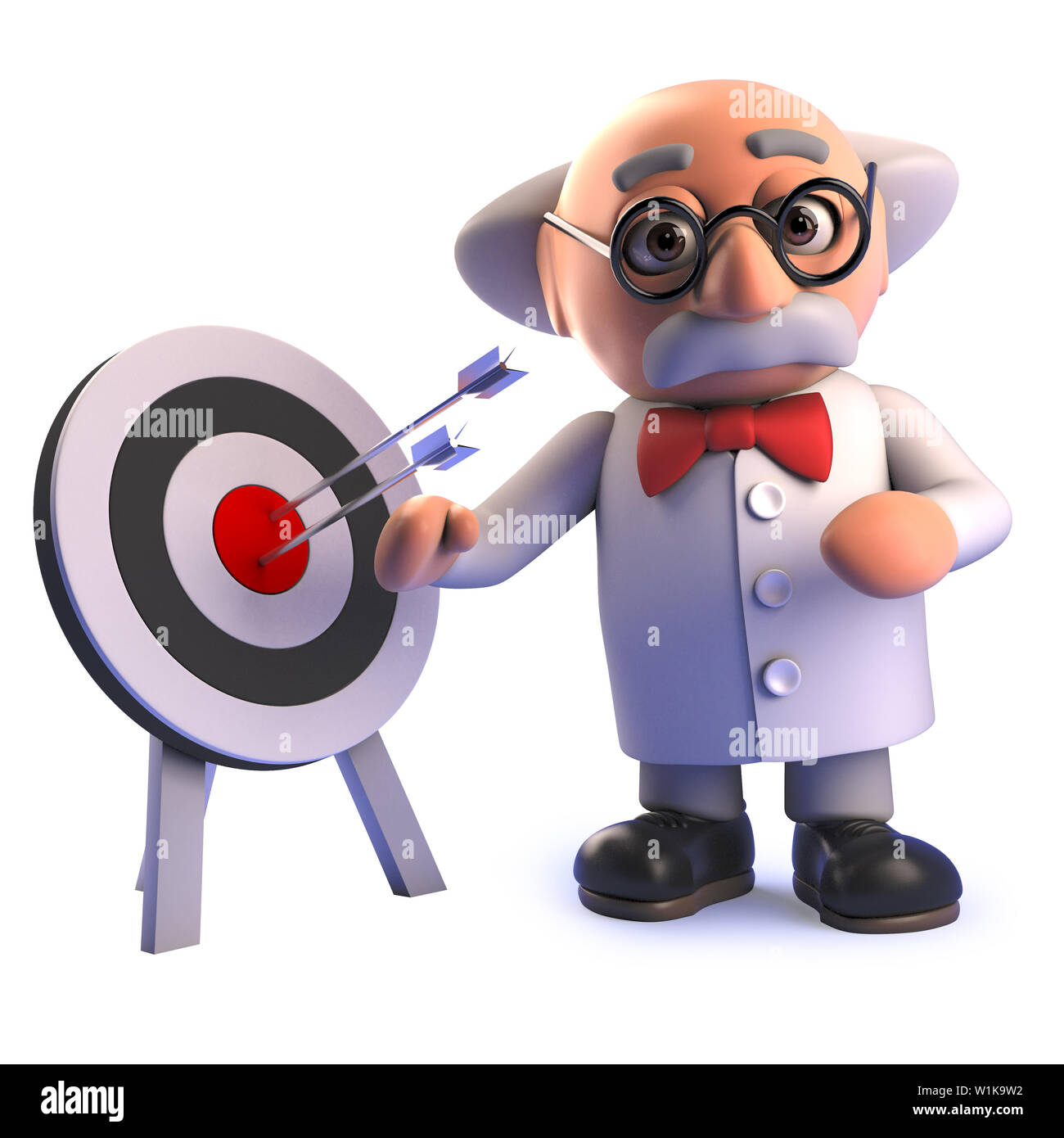Rendered image in 3d of a cartoon 3d mad scientist professor standing ...