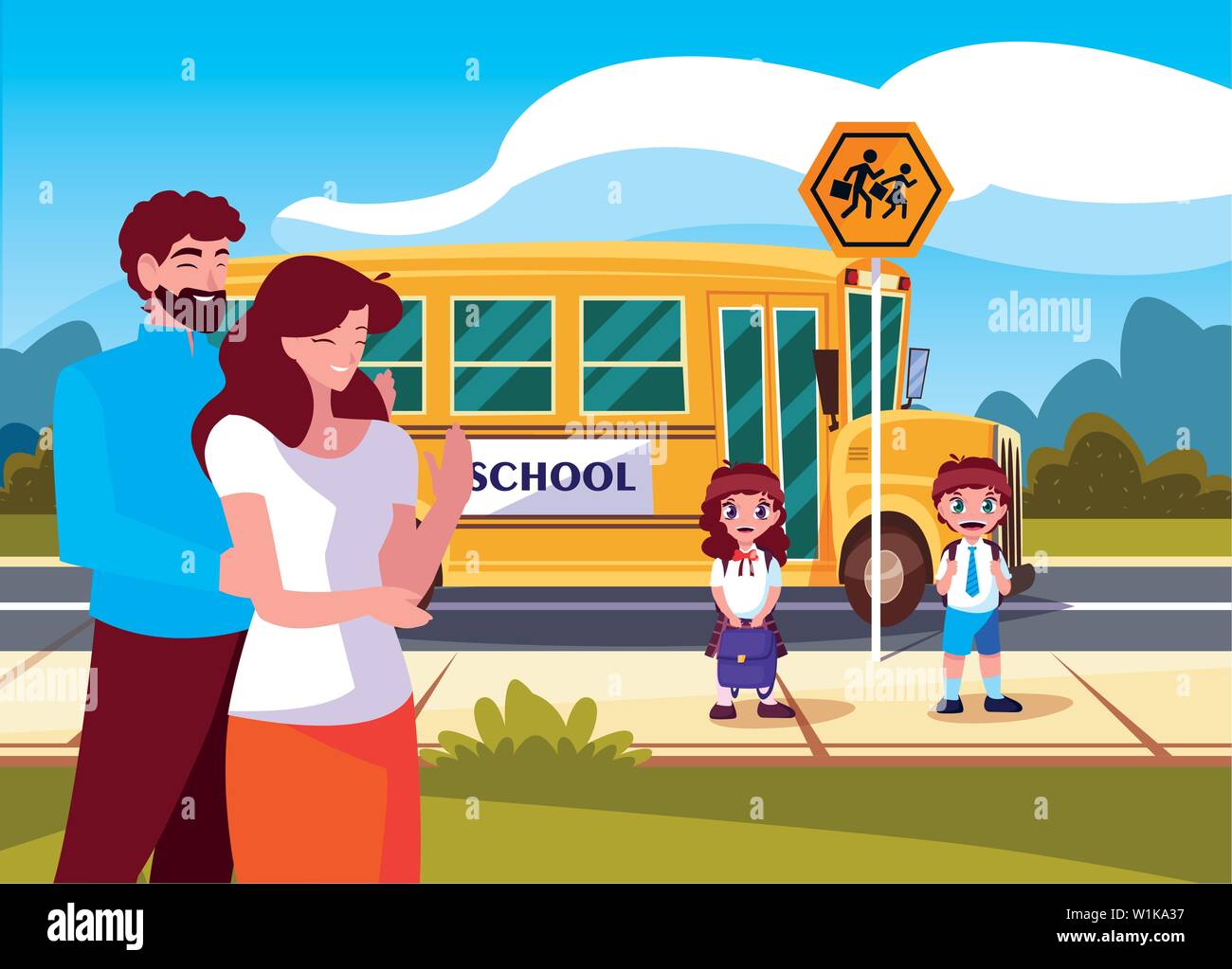 Goodbye family bus hi-res stock photography and images - Alamy