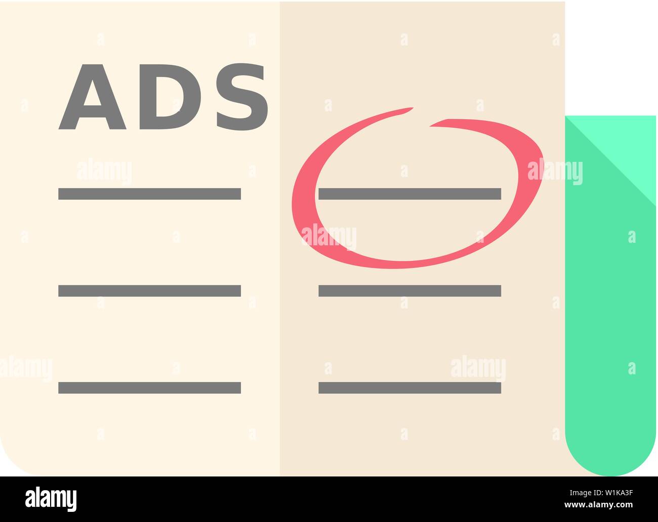 Newspaper ads icon in flat color style. Traditional promotion ...