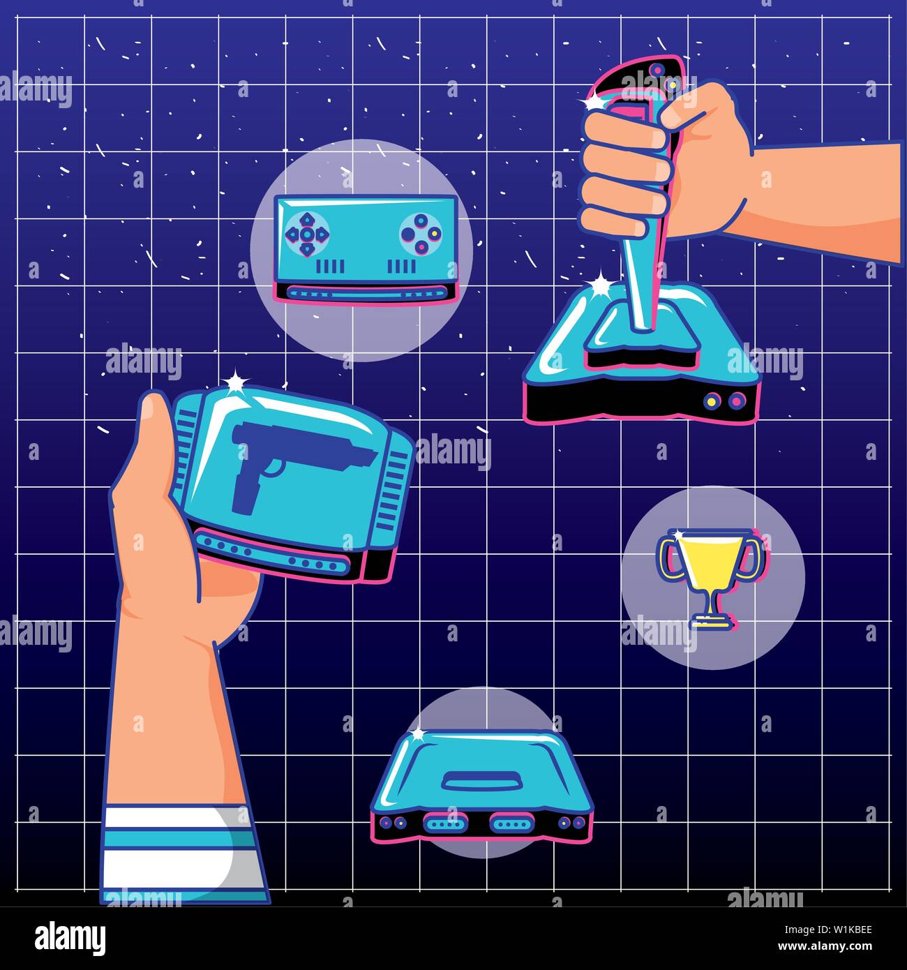 gamer hands playing with joystick vector illustration design Stock ...