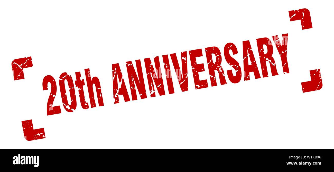 20th anniversary stamp. 20th anniversary square grunge sign. 20th ...