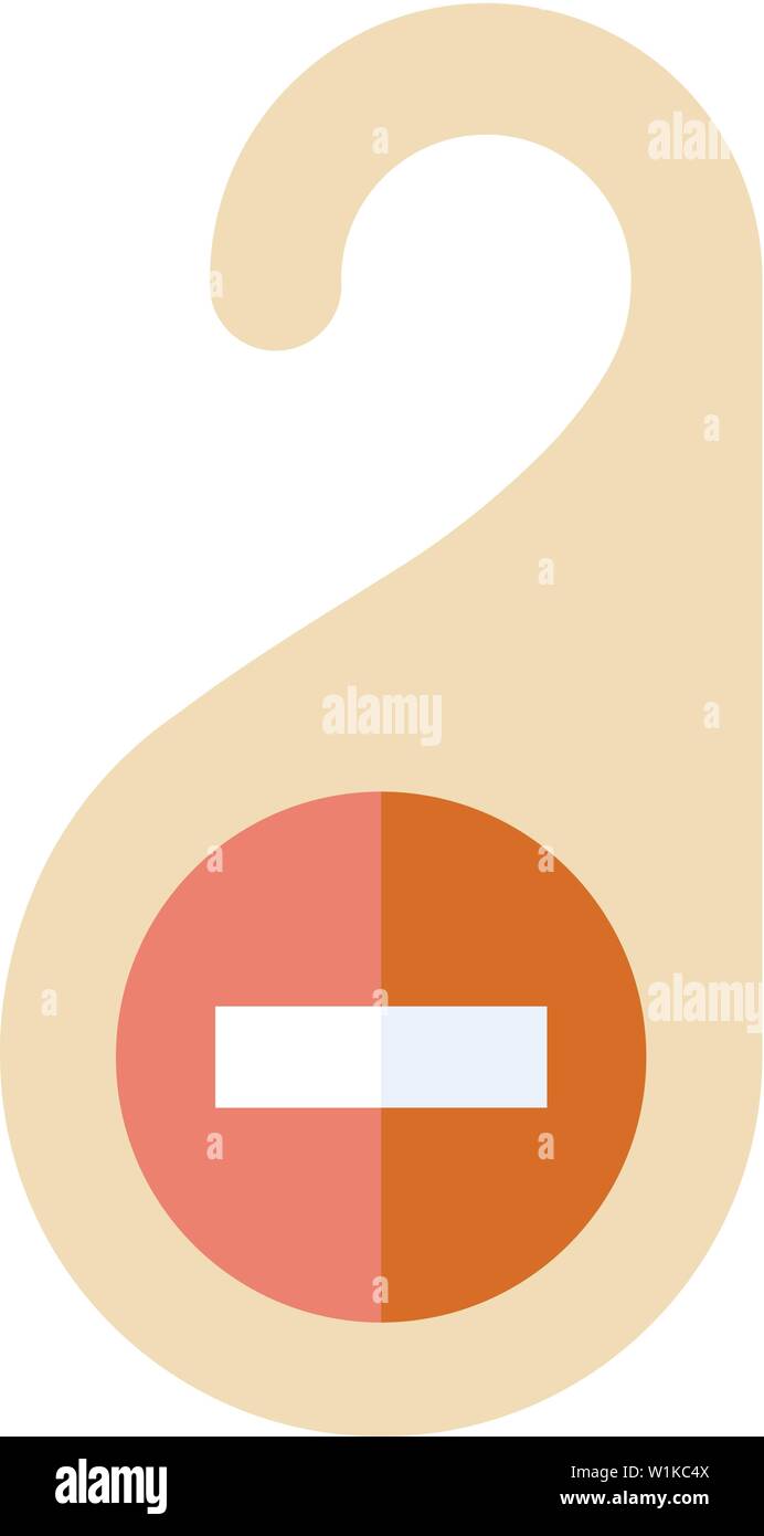 Door handle label icon in flat color style. Hotel room service disturb ...