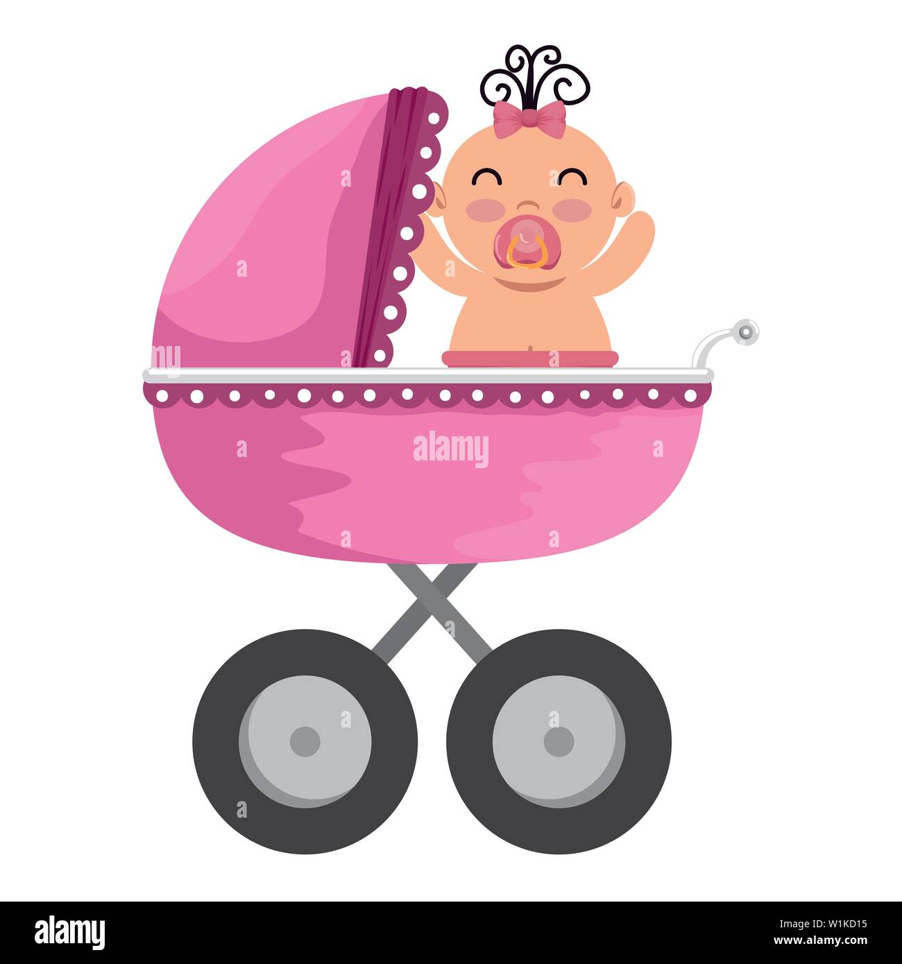 baby cart with little girl character Stock Vector Image & Art - Alamy