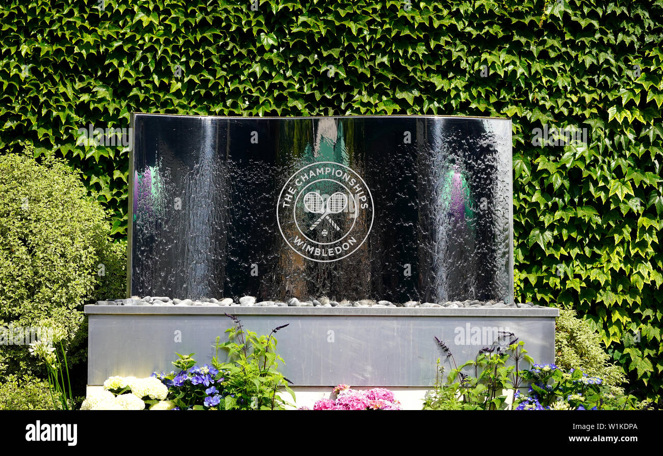A water feature on day three of the Wimbledon Championships at the All ...
