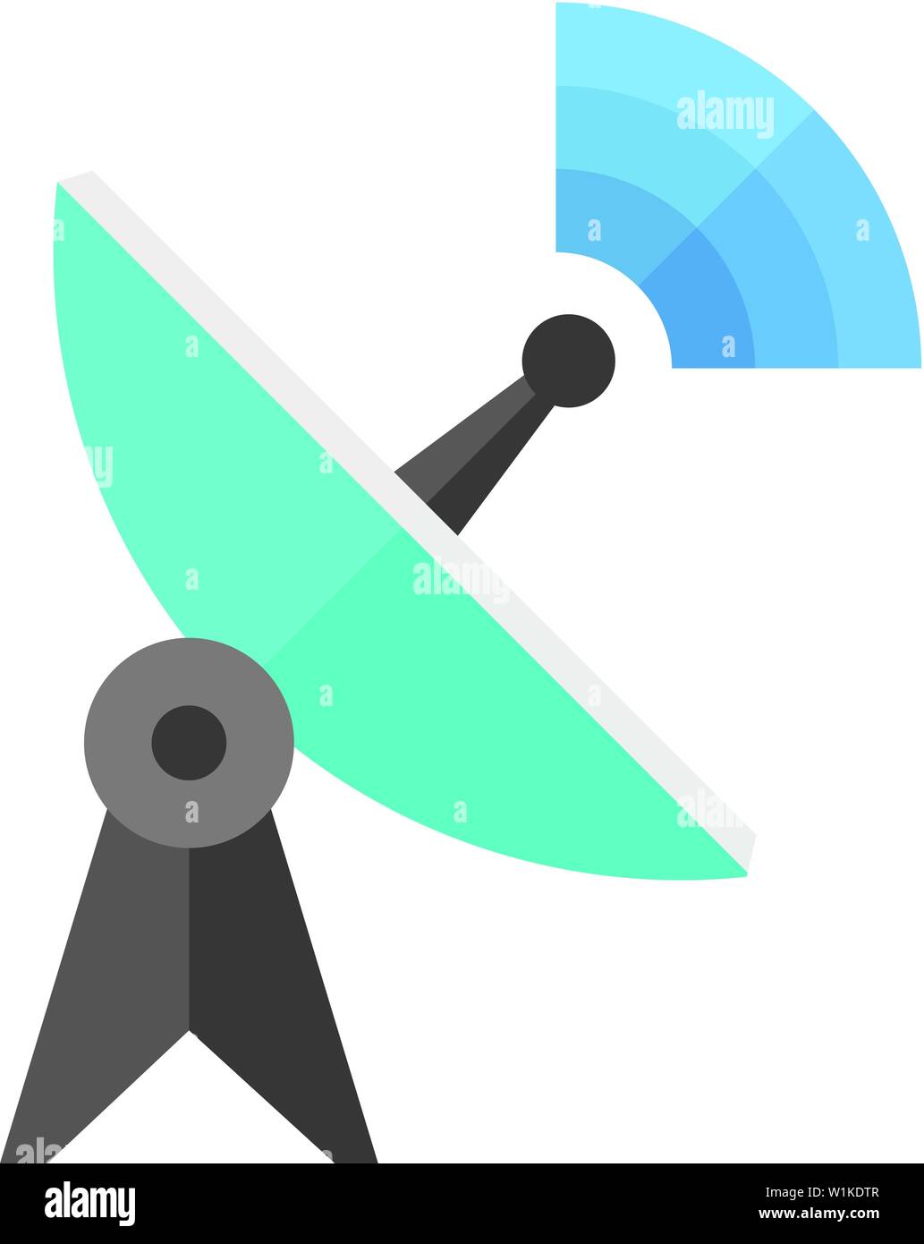 Satellite receiver icon in flat color style. Data information ...