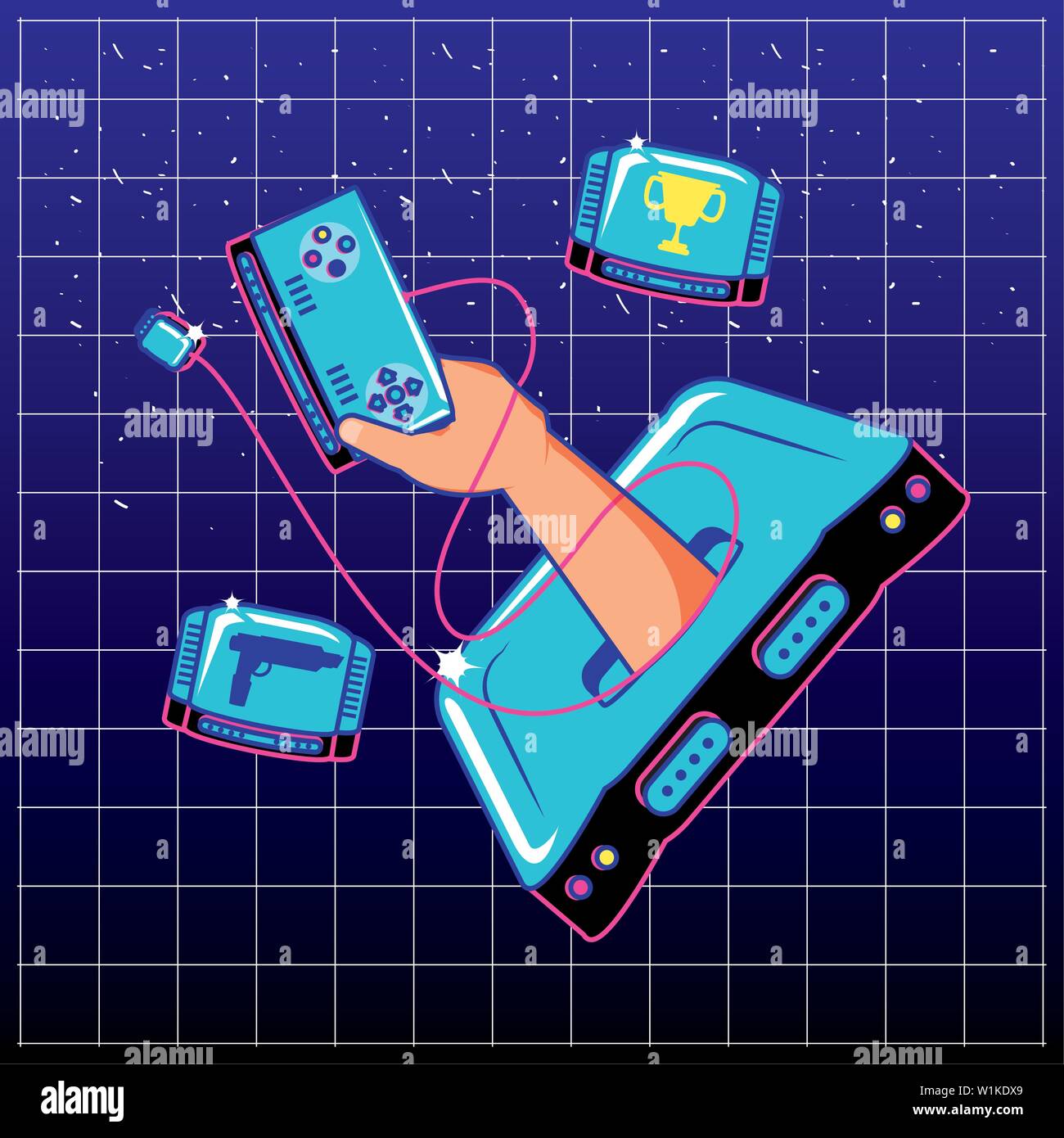 gamer hands playing with control vector illustration design Stock ...