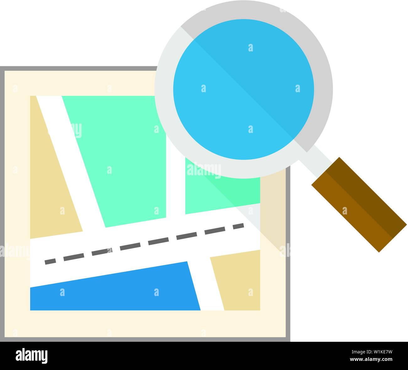 Road map icon with loupe in flat color style Stock Vector Image & Art ...