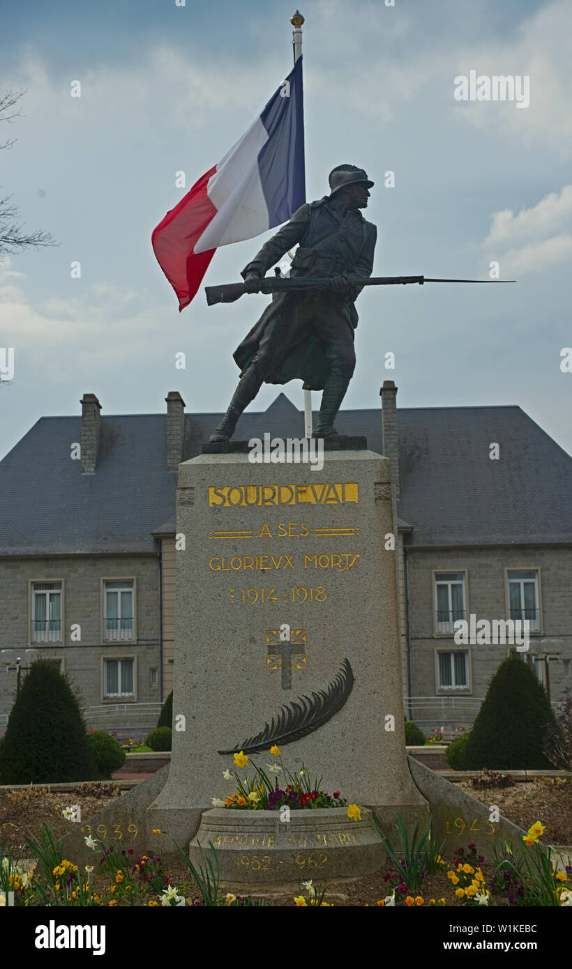 Monument dedicated to world war one veterans in Sourdeval France Stock ...