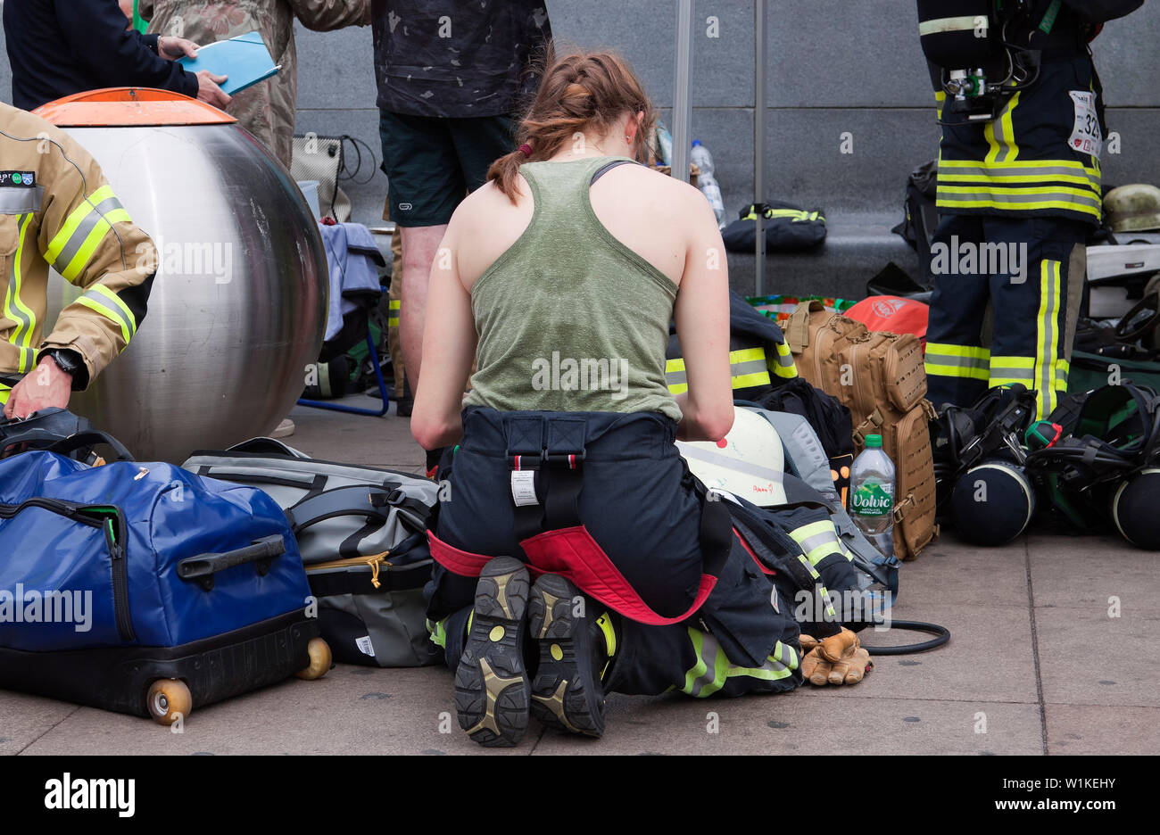Female firefighter ladder rescue hi-res stock photography and images ...