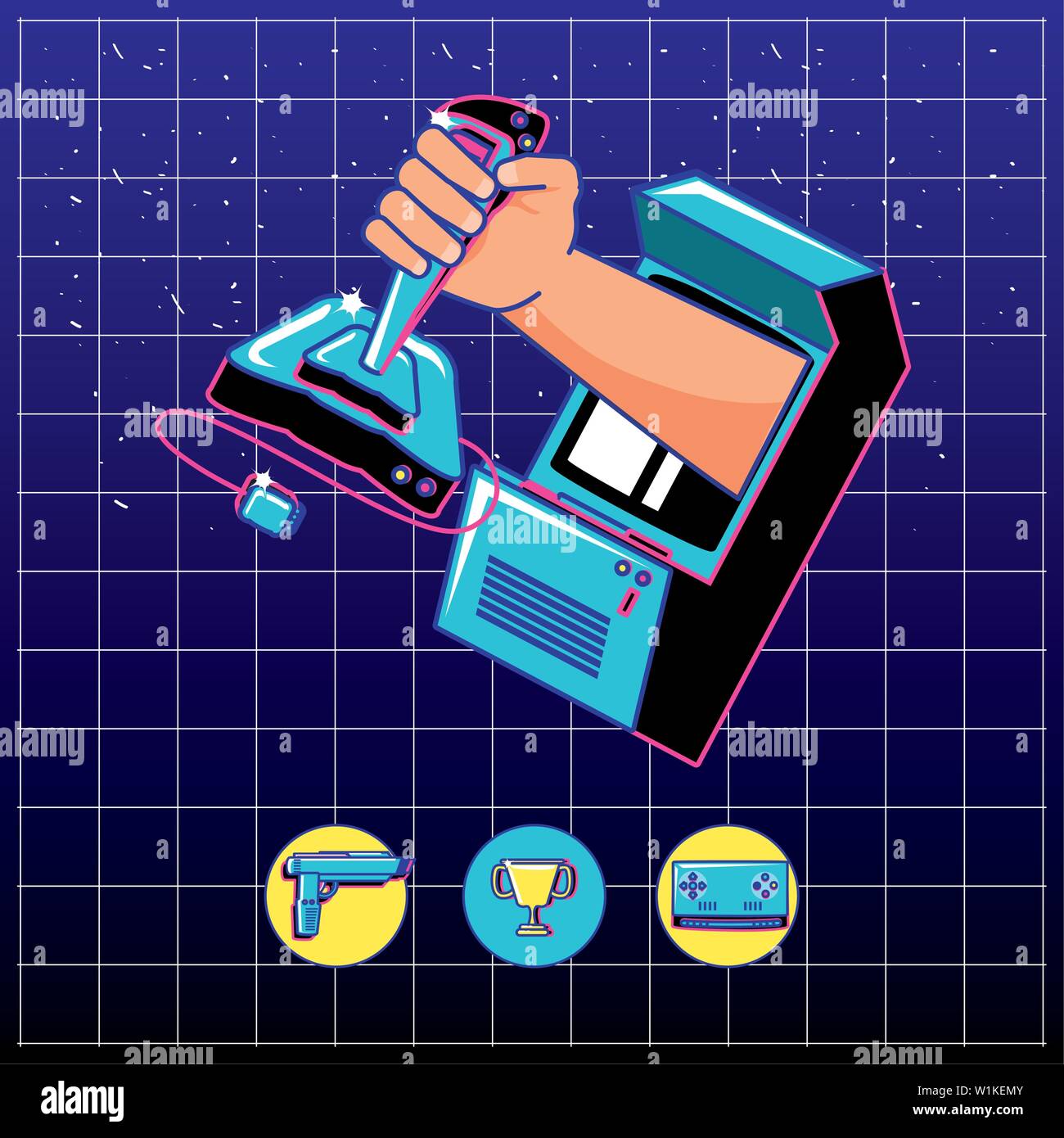 gamer hands playing with joystick vector illustration design Stock ...