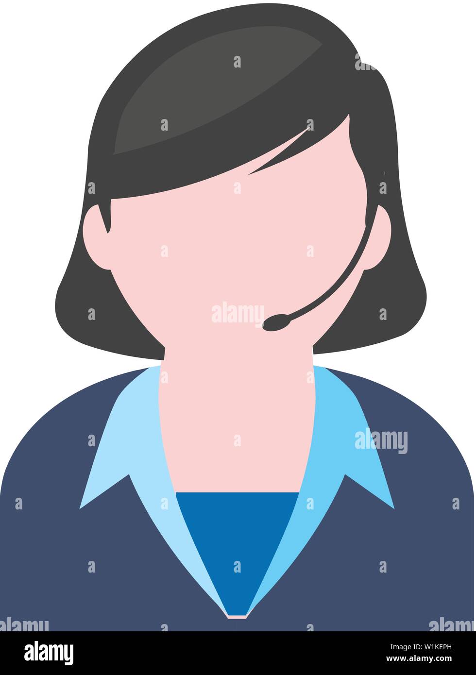Female receptionist icon in flat color style. Call center, support ...