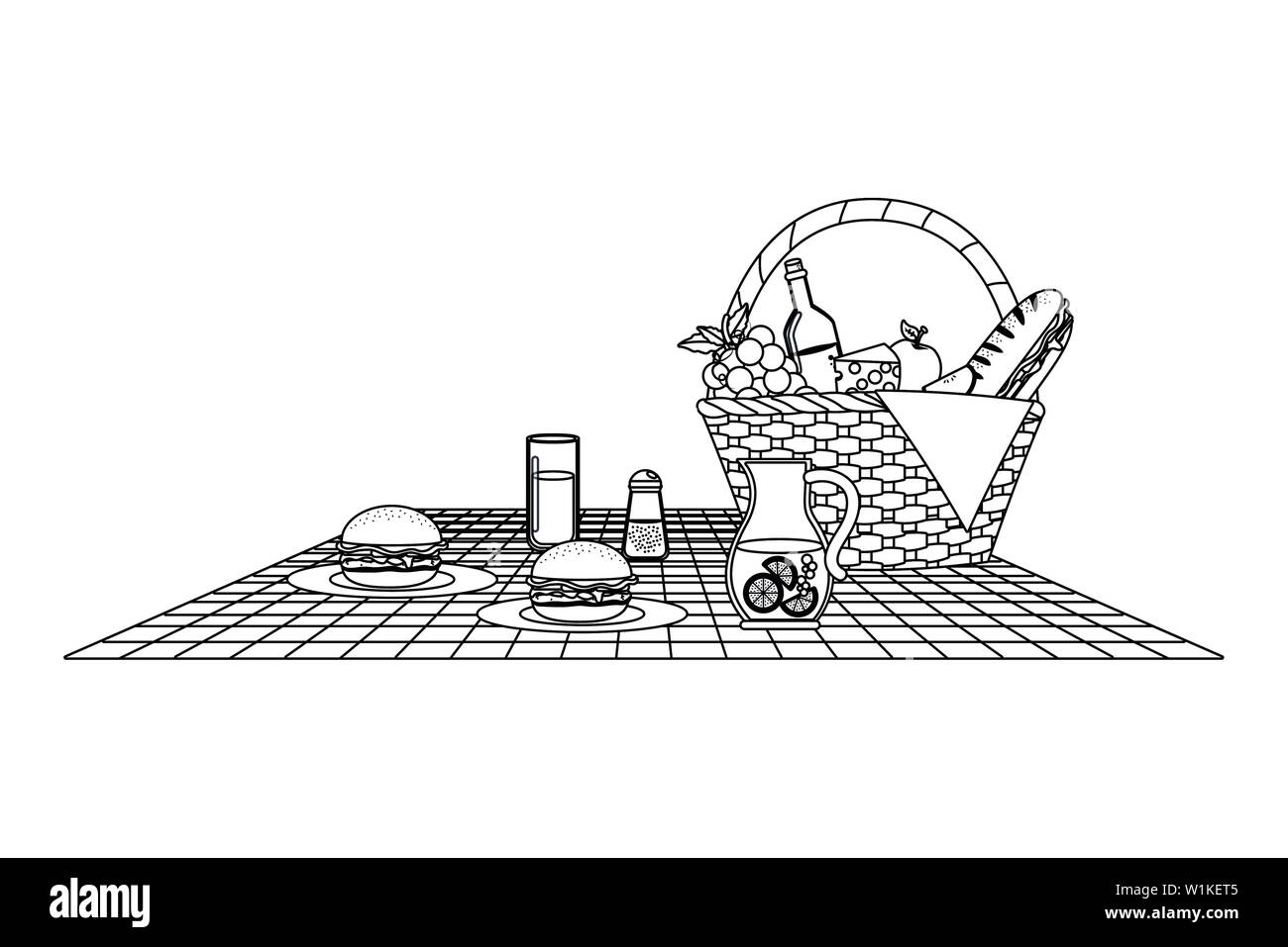 Picnic basket design, Food summer outdoor leisure healthy spring lunch ...