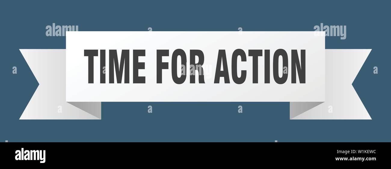 Time action ribbon label hi-res stock photography and images - Alamy