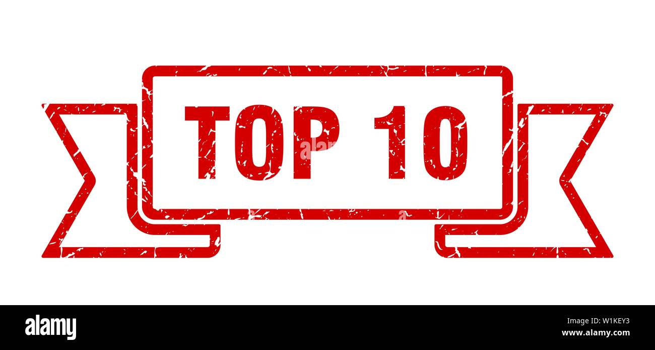 top 10 grunge ribbon. top 10 sign. top 10 banner Stock Vector Image ...