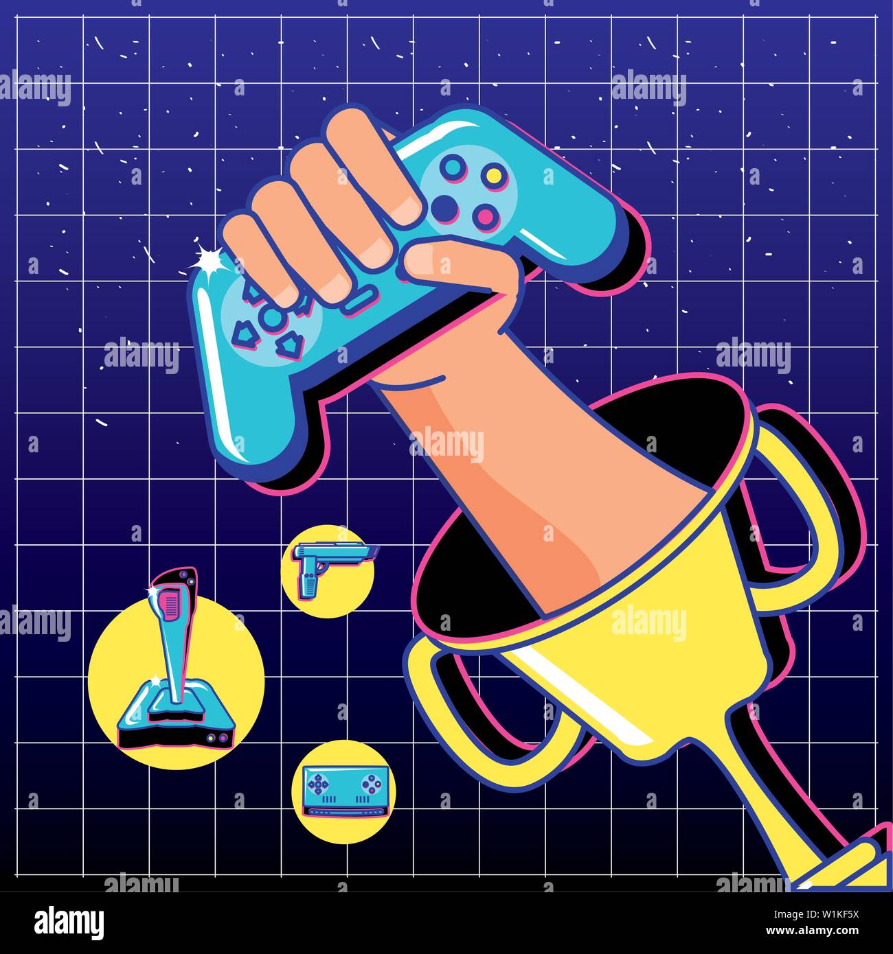gamer hands playing with control vector illustration design Stock ...