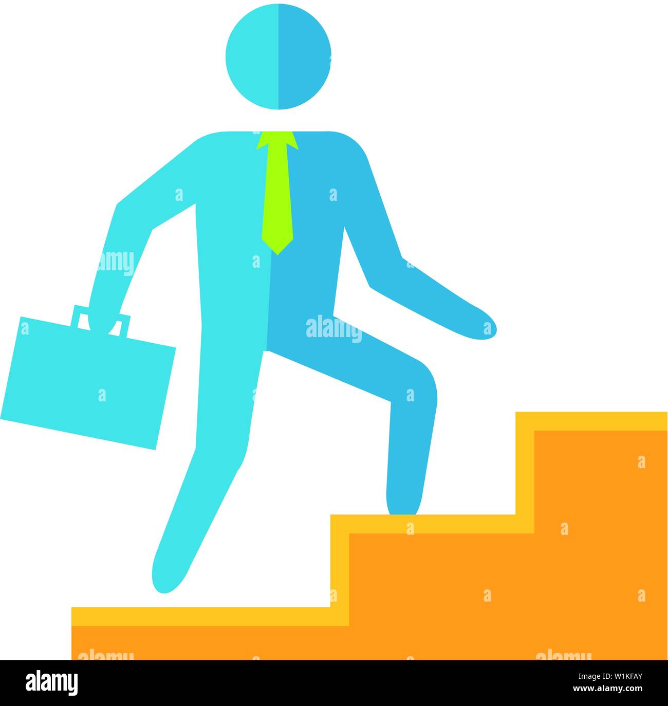Businessman stairway icon in flat color style. Business office future ...