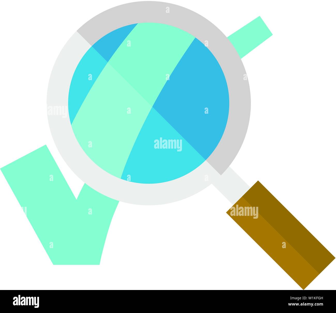 Magnifier check mark icon in flat color style. Zoom find locate ...