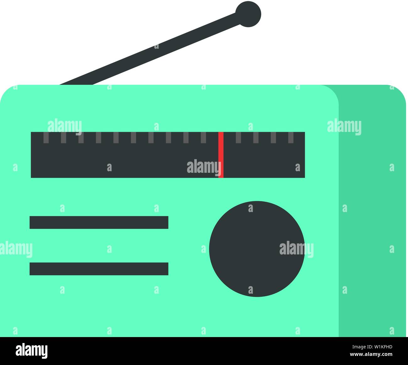 Radio icon in flat color style. Communication broadcast media music ...