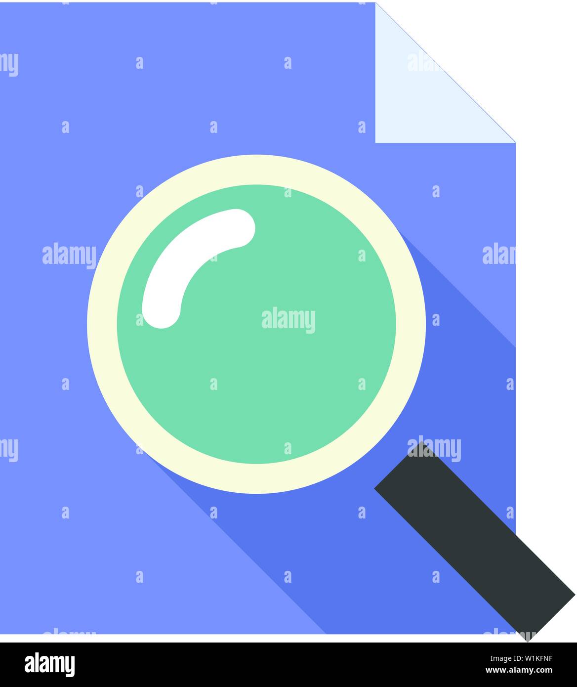 Magnifier icon in flat color style. Zoom explore find locate paper ...