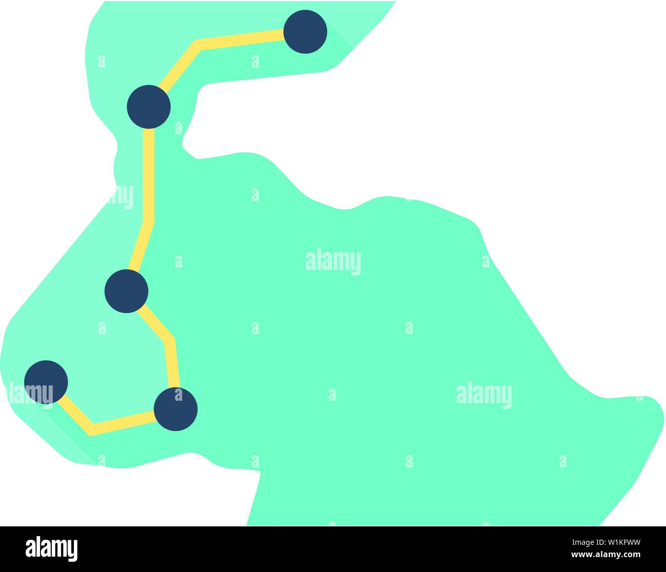 Rally route map icon in flat color style. Extreme transportation sport ...