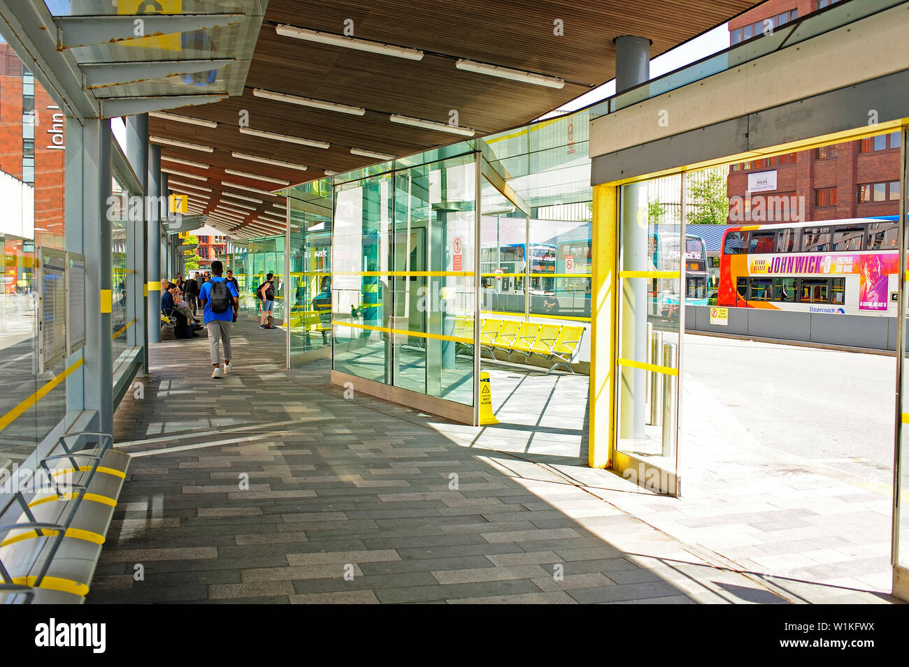 Interior of bus station at Canning Street, Liverpool One, in the summer ...