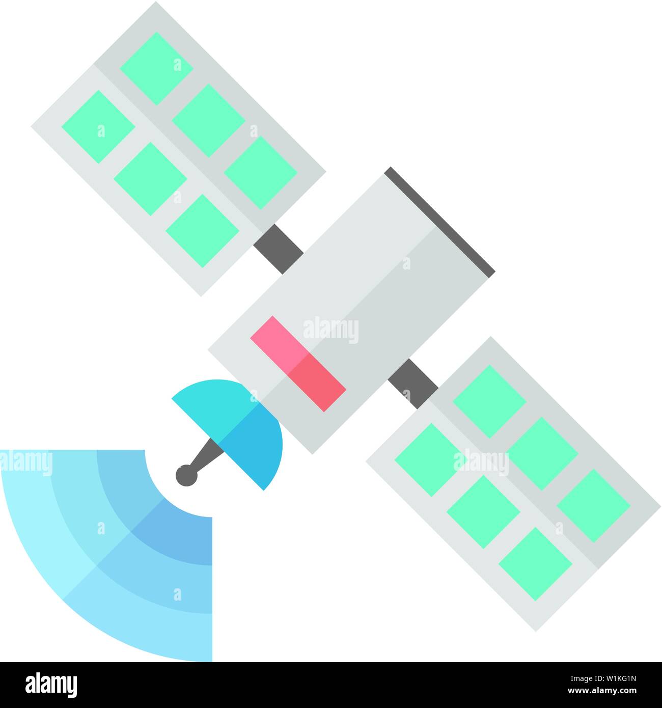 Satellite receiver icon in flat color style. Data information ...