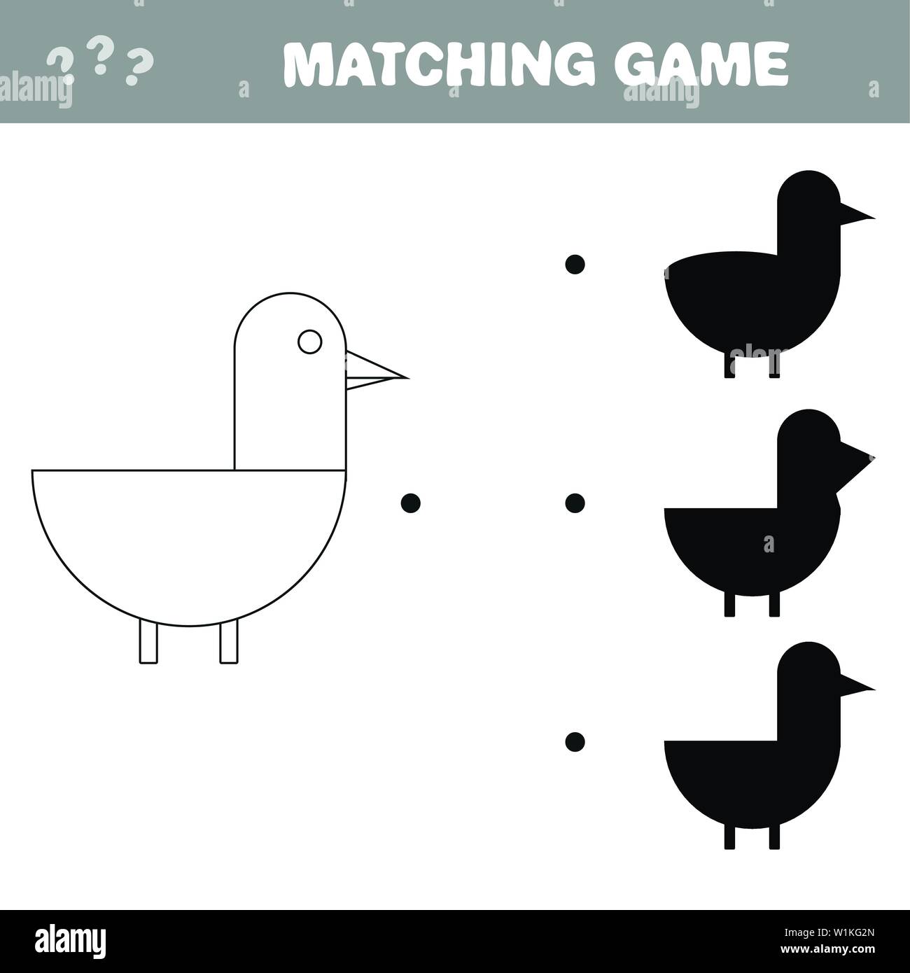 Vector illustration of educational shadow matching game with cartoon ...